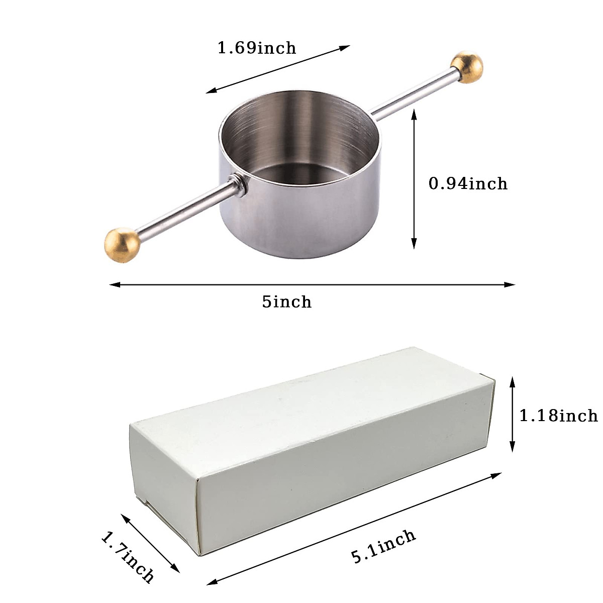 Stainless Steel Bar Jigger with Handle Measuring Tool for Whiskey Cocktail Tequila Liquor Barware 2 pcs (Silver)