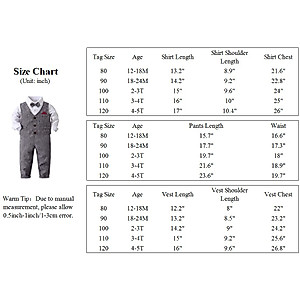 Volunboy Baby Boy Suit Toddler Formal Outfit Kids 3 Piece Vest Gentleman Clothes Long Sleeve Shirt and Pants Set (GreyPurple, 18-24 Months)