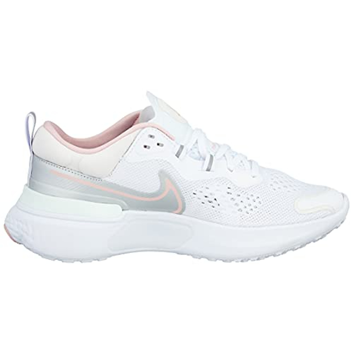 Nike Women's React Miler 2 Shoes, White/Pink, 10.5