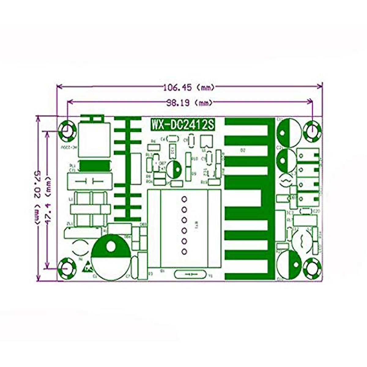 Q-BAIHE 24V 4A/5V1A Dual Switch Power Supply Board Module 120W Power Module Isolated Dual Output Power Supply