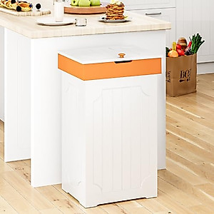 JEROAL Wood Kitchen Trash Can, Trash Can Cabinet, 23 Gallon Large Kitchen Garbage Cabinet with Lid, Dog Proof Trash Can, Recycle Trash Bin for Kitchen, Bathroom Home and Outdoor, White