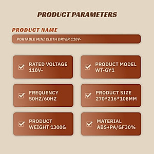 Inanna Electric Clothes Dryer, Compact Dryer For Apartment, Travel and Small Spaces, Small Foldable Electric Dryer With Dry Bag For Light Clothes and Baby Clothes