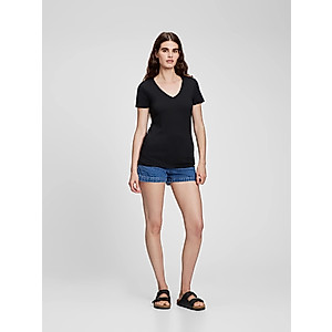 GAP Womens Favorite V-Neck T-Shirt T Shirt, True Black 2 Pack, Large US