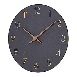 Wall Clock - 12 Inch Silent Wall Clocks Battery Operated Non-Ticking Simple Modern Wood Black Decorative Retro Clocks Decor for Bedroom Living Room Kitchen Home Office Bathroom