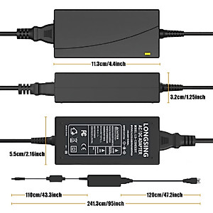 LONGSING 12V 5A Power Supply Adapter, AC 100-240V to DC 12V, Input 100V-240V, Output 12V 5A 60W, with DC Female Connector, 5.5x2.5mm DC Output Jack for 5050 3528 LED Strip Module Light