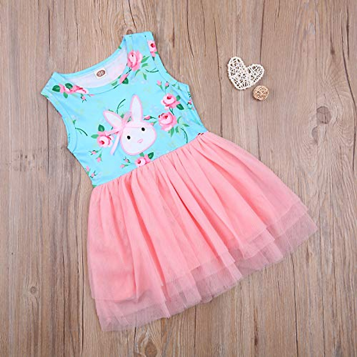 Toddler Baby Girl Easter Outfit Sleeveless Bunny Tutu Dress Princess Party Dress Summer Clothes (Pink, 6-7 Y)
