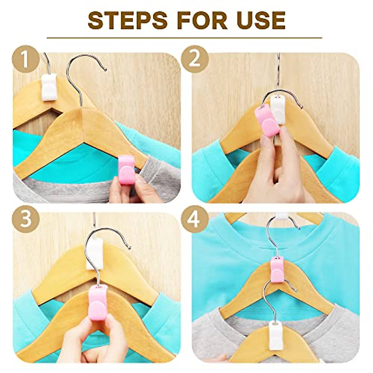 Mikeenk 100Pcs Clothes Hanger Connector Hooks, Cascading Hanger Hooks, Extender Clips Cascading Clothes Hangers for Space Saving Outfit Hangers or Clothes Closet (Colorful), 4*1.7*3CM, YJLJGG-PT-100