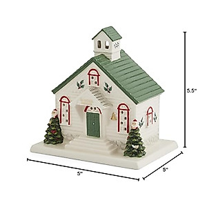 Spode Christmas Tree Miniature Village Figural Decoration, LED Lighted Village Set, Ceramic Holiday Decor - Dolomite Collectible for Indoor Display (School House)