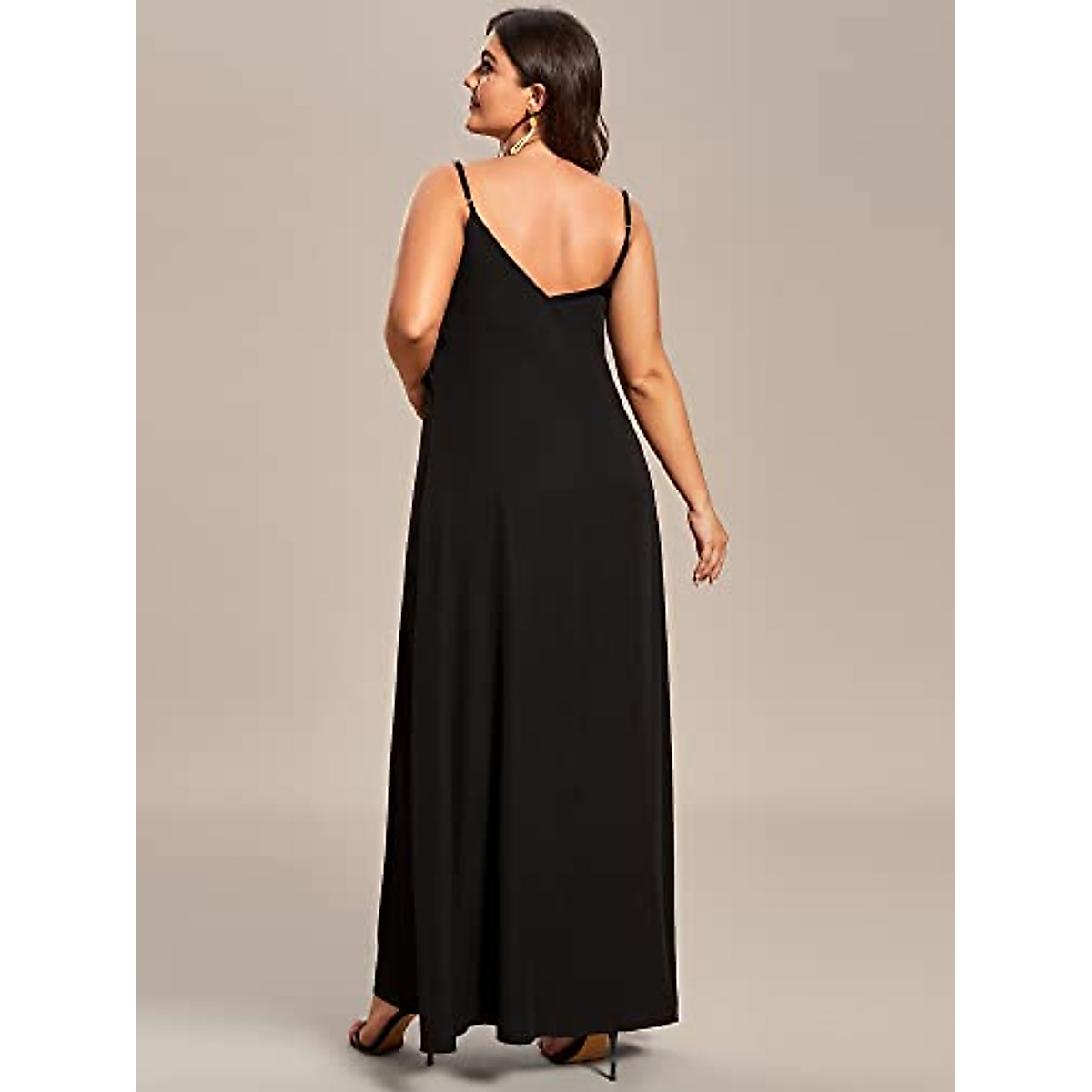 Ever-Pretty Womens Spaghetti Straps Loose Long Summer Plus Size Casual Dresses Burgundy 4XL