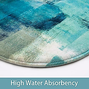 MitoVilla 4 Pcs Teal Blue Bathroom Sets with Shower Curtain and Rugs, Turquoise Shower Curtain Sets with Rugs for Bathroom Decor, Ombre Grunge Bathroom Decor Curtain Sets with Mats and Accessories