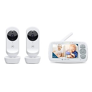 Motorola VM34 Video Baby Monitor W/2 Cameras, 1000ft Range, 2.4 GHz Wireless 4.3" Split Screen, Two-Way Audio, Manual Pan/Tilt, Digital Zoom, Room Temp Sensor, Lullabies, Night Vision