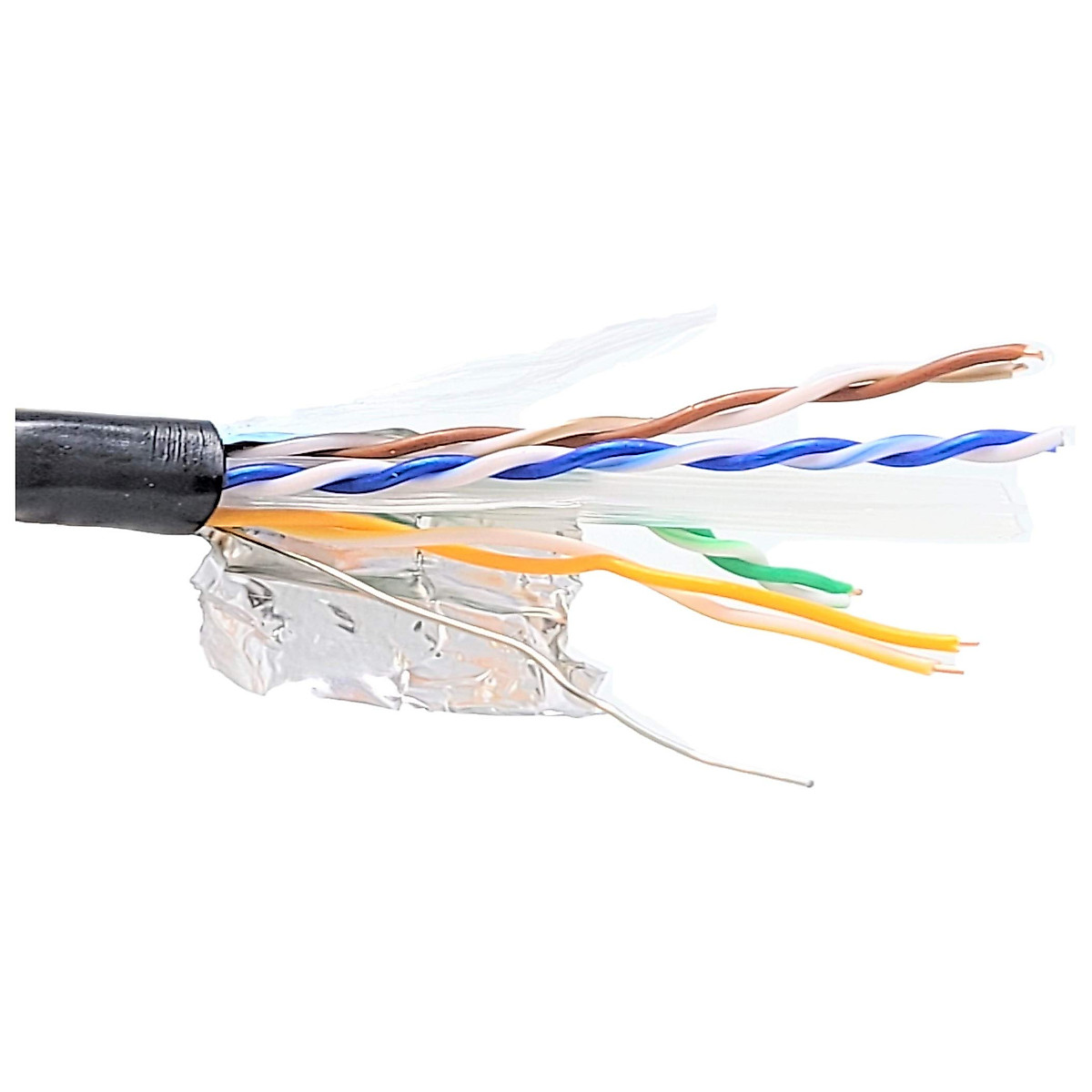 Micro Connectors 250 Feet Cat6 Solid (F/UTP) Outdoor Bulk Ethernet 23AWG Cable (Black) (TR4-560BOU-250)