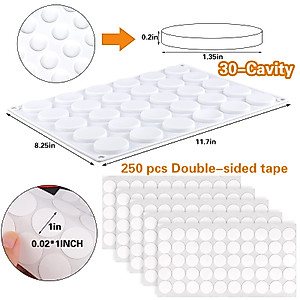 Palksky Wax Seal Mat for Wax Sealing Stamp, 30-Cavity Wax Seal Molds Silicone with 250 PCS Removable Adhesive Dots for DIY Craft Adhesive Waxing