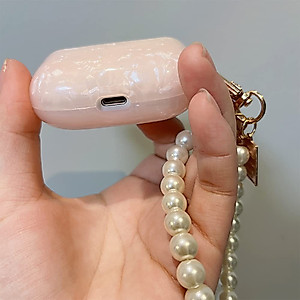 ZHIRUAN Compatible with Airpods 3rd Generation 2021 Case Cover with Pearl Keychain for Women Girl Airpods 3 Accessories for 3rd Generation AirPods Charging Case (Pink)
