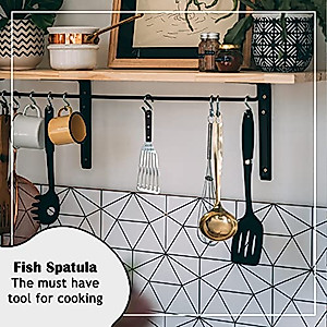 Yellek 12.4'' Slotted Fish spatula Stainless steel with heat-resistant handle - Beveled & tapered Edges fish turner spatula for cooking, flipping, grilling & frying Fish, Eggs, and a lot more