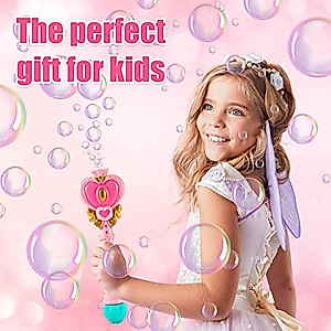 Princess Bubble Wand for Kids, Heart Bubble Machine Blower Maker Wands with Music and Light, Outdoor Party Birthday Magic Bubble Machine Toys for Girls Toddlers