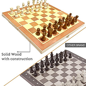 Subwaysds Chess Sets for Adults & Kids - 12''x12'' Wooden Chess Set,Portable Travel Mini Chess Set,Handmade Chess Board & Pieces,Foldable & Easy to Carry