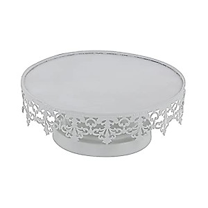 Deco 79 Vintage Metal Round Cake Stand, Set of 3 13", 10", 9"W, White