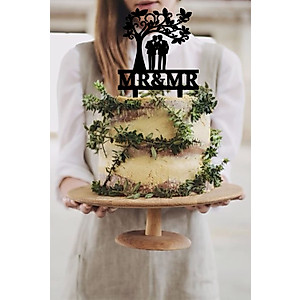 YzYbuaego Mr & Mr Wedding Cake Topper, The Gay Couple Standing and Kissing Under The Tree, Gay Wedding Cake Topper (Gay Tree)