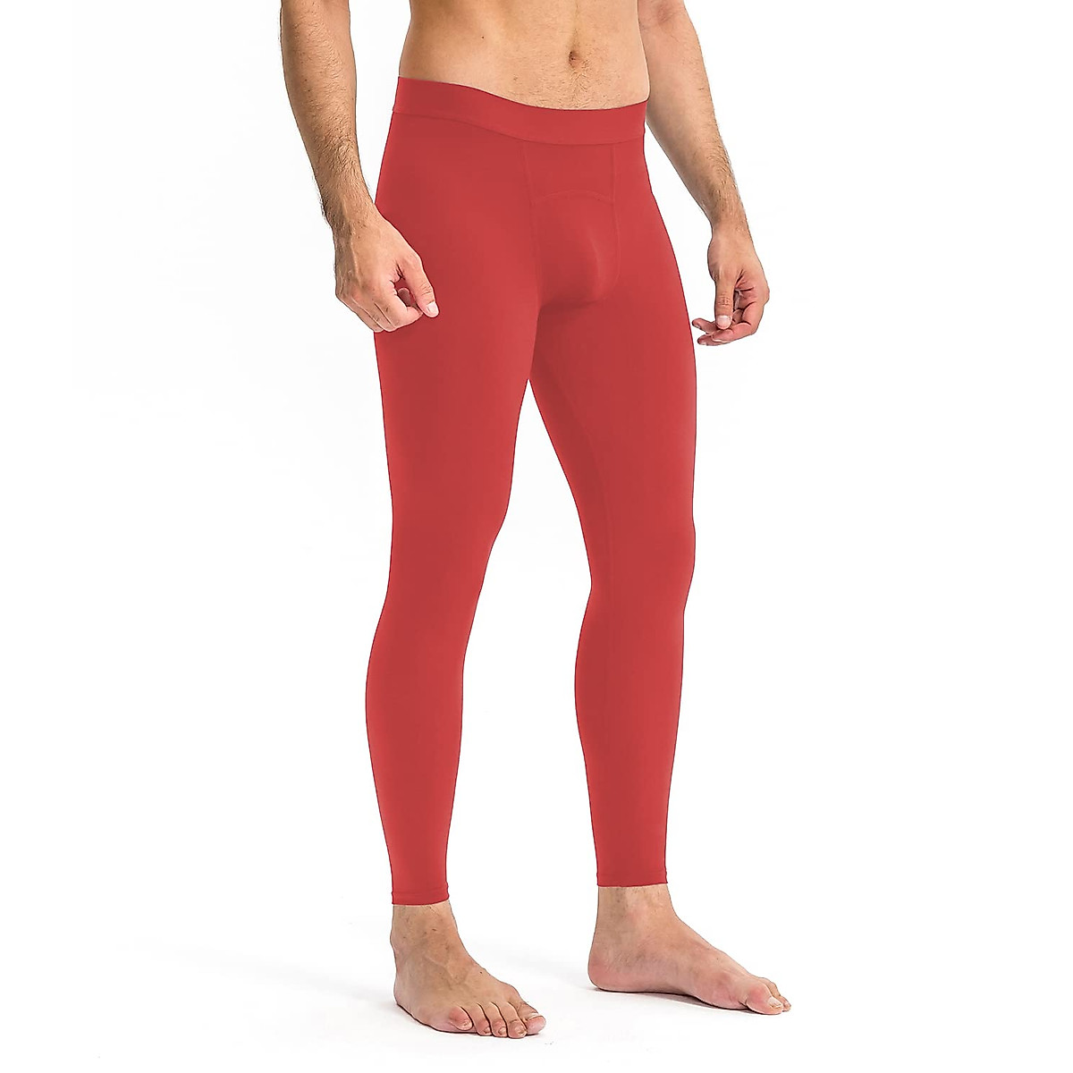 WRAGCFM Men's Compression Pants Cool Dry Athletic Workout Leggings Running Active Sports Tights Base Layer(Red, M)