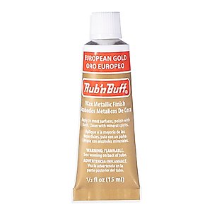 AMACO Rub n Buff Wax Metallic Finish - Rub n Buff European Gold 15ml Tube - Versatile Gilding Wax for Finishing Furniture Antiquing and Restoration - Rub and Buff Colors Single Tube