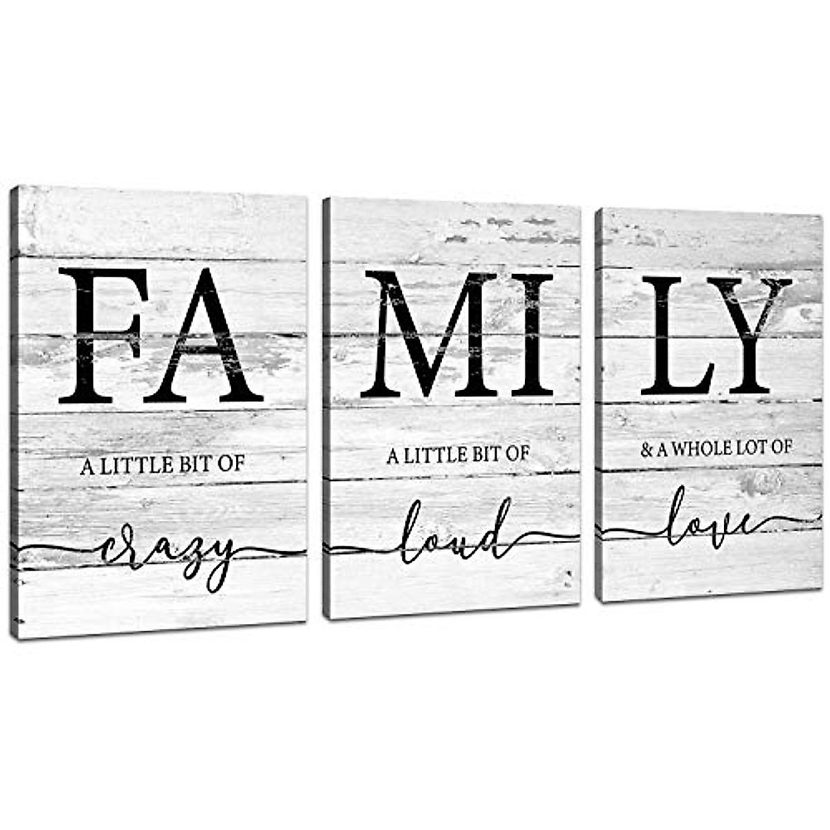 Family Wall Decor, Rustic Farmhouse Decor for The Home Art, Inspirational Canvas Print Framed, 3 panels Each Size 12x16inch