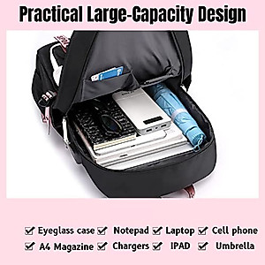 BBSLEVY backpack with USB & audio cable for students, double backpack & casual backpack, 15.6-inch laptop backpack for BTS (BlackPowder), 11.4 x 6.3 x 18