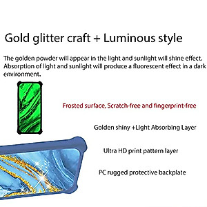 Aroepurt Case for Realme 7 PRO Case Compatible with Realme 7 PRO Phone Case Cover [with Tempered Glass Screen Protector][PC + TPU 2 in 1][Ring Support] [Gold Glitter+Luminous] JSL-LDL