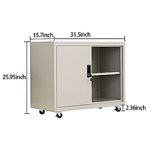 Fumedo Metal Mobile Lateral File Cabinet, Storage Locker,Printer Stand with Open Storage Shelves for Office,School,Home,Living Room. (Gray)