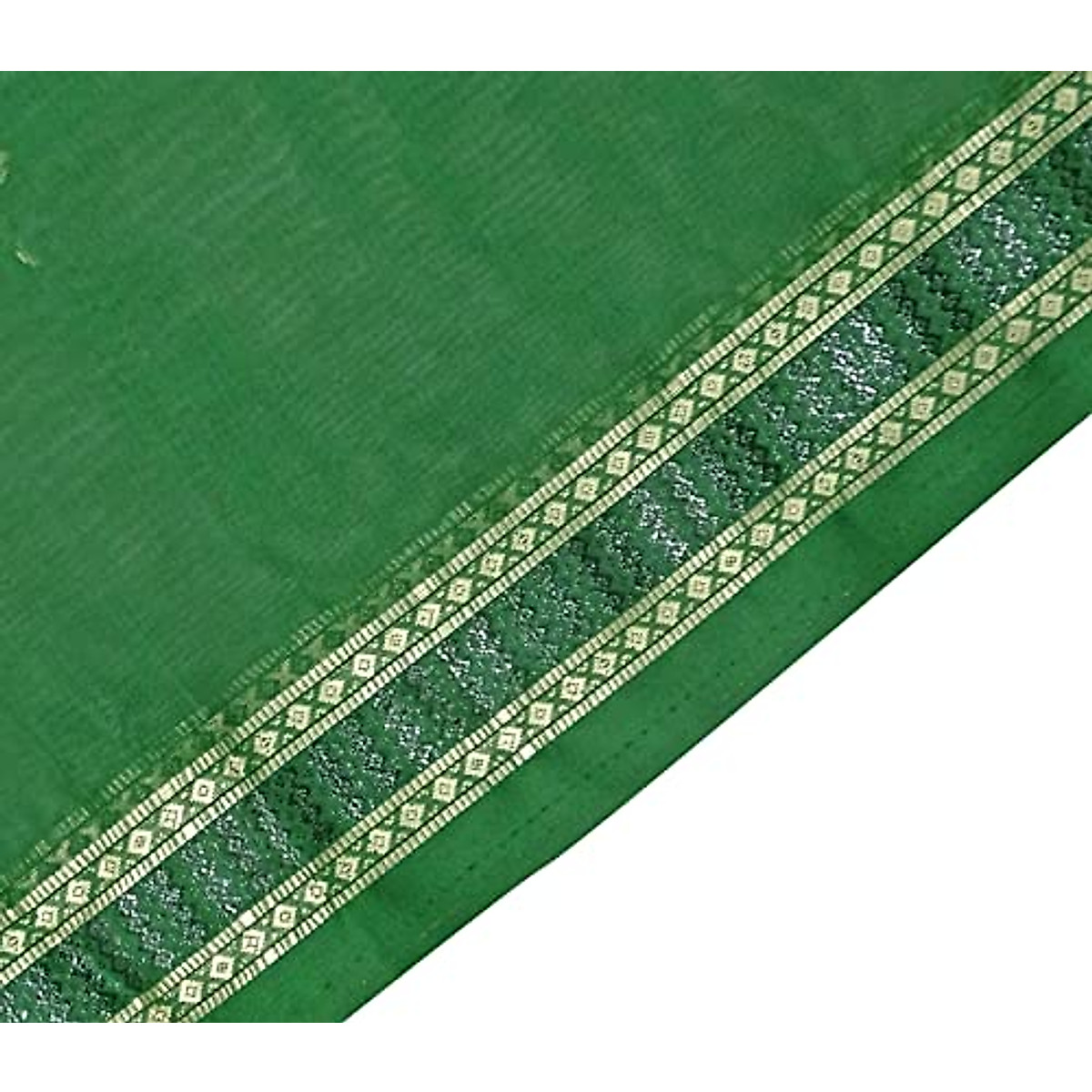 Peegli Indian Vintage Green Cloth Georgette DIY Fabric Traditional Dress Material Woven Textile