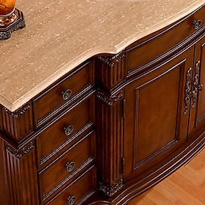 Silkroad Exclusive HYP-0277-T-UWC-60 Gorgeous Travertine Ceramic Top Single Sink Bathroom Vanity with Cabinet, 60", Brown