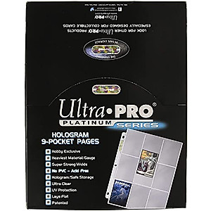 Ultra Pro 9 Pocket Pages Platinum Series 100 Pages of Card Sleeves for Trading Card Binder, Baseball Card Binder, -Pokemon Card Sleeves and Baseball Card Sleeves
