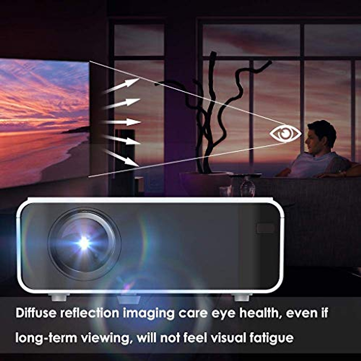 KXDFDC Projector Full Video Projector, Home Outdoor Projector Compatible,Portable Home Theater Video Projector