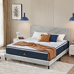 Lomeluous Full Mattress, 14 Inch Plush Cooling Gel Memory Foam Hybrid Full Size Mattress with Pocket Spring, Medium Firm, Adaptive Support, for Cozy Sleep, Pain&Pressure Relief, CertiPUR-US