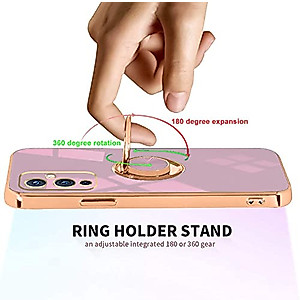 Jancyu Compatible with Oneplus 9Case（Not for Oneplus 9 Pro）, Phone Case for Oneplus 9 with Ring Holder, 360 Degrees Protective Silicone Magnetic Car Holder (Purple)