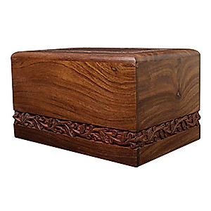 Bogati Hand Carved Rosewood Urn with Border Design (X-Large)