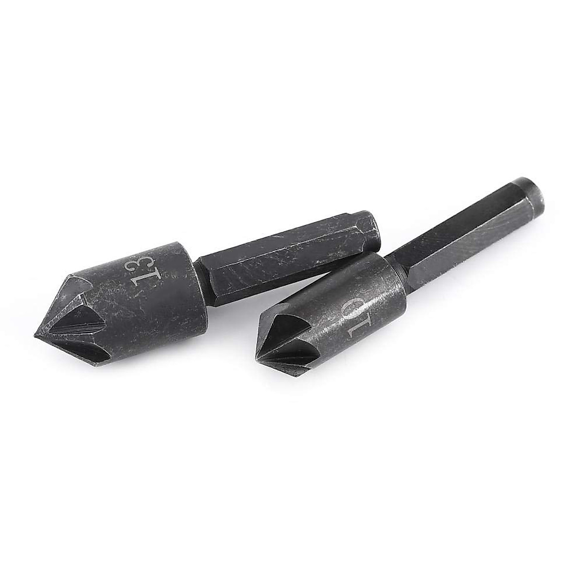 Chamfer Bit,7 Flute 82 Degrees 1/4" Hex Shank High Carbon Steel Countersink Cutter Bits for Wood, Plastic and Other Soft Material(2pcs)