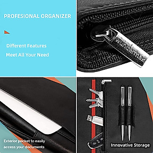 Wundermax Vegan PU Leather Portfolio with Zipper - Business Notebook Organizer for Resume - Padfolio for Men & Women w/Notepad Compatible with 10" iPad/Tablet Pocket Aesthetic School Suppliers, Brown