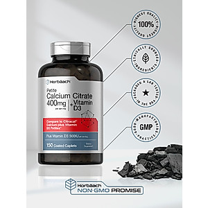 Horbäach Calcium Citrate with Vitamin D3 | 150 Petites | Vegetarian Supplement | Non-GMO, Gluten Free