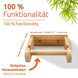 ECENCE 1x Wooden Toilet Paper Roll Holder Wall Mounted Without Drilling Natural Bamboo Toilet Roll Holder Ecological Toilet Paper Dispenser