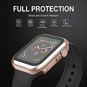 Case Compatible with Apple Watch 38MM Series 3/2/1/ with Built-in Tempered Glass Screen Protector, All-Around Ultra-Thin Bumper Full Cover Hard PC Protective Case for iWatch