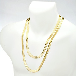 metaltree98 Hip Hop 14K Gold Plated 9 mm 24" / 30" Double Herringbone Chain