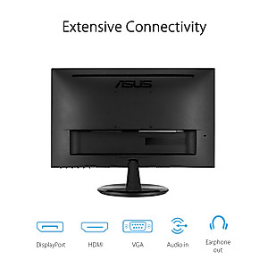 ASUS VP229Q 21.5” Monitor, 1080P Full HD, 75Hz, IPS, FreeSync/Adaptive-Sync, Eye Care, HDMI DisplayPort VGA, Frameless, VESA Wall Mountable BLACK