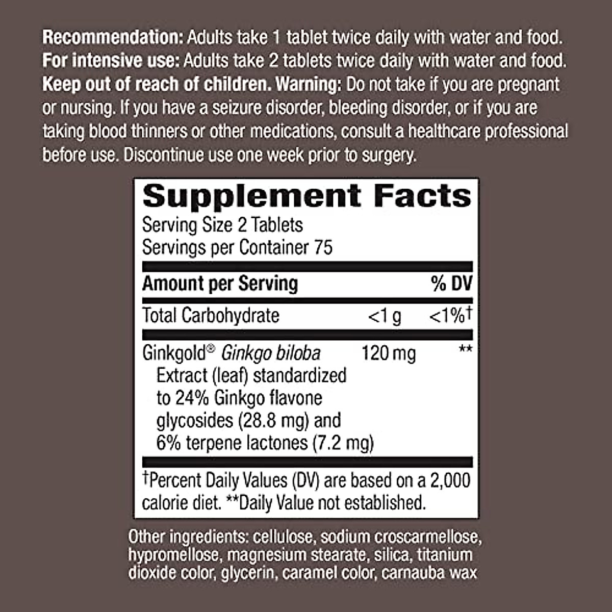 Nature's Way Ginkgold Max Extract for Mental Sharpness, Cognitive and Memory Support*, 150 Tablets