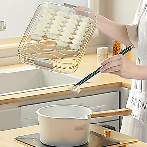 CMZYB 4-Layer Rectangular Food Storage Containers with Flip Top Lids, Dumpling Box, Cookie Storage, Good Sealing, Time Recorder (Blue)