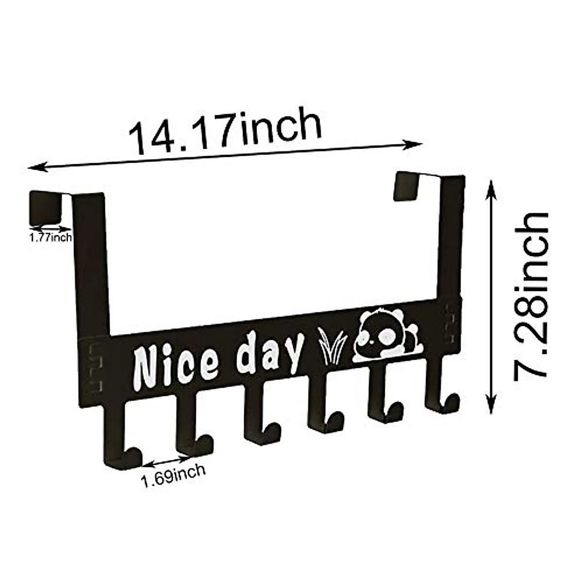 Eywlwaar Over The Door Hooks 6 Hanger Rack Decorative Metal Rack for Home Use Hats Coats Key Bag Clothes Scarfs Hooks (Black)