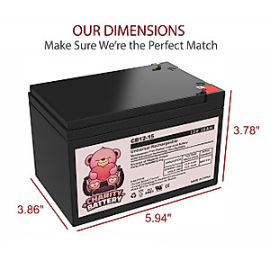 Charity Battery CB12-15 12V 15Ah SLA Battery (Replaces cb12-12 np12-12 bp12-12 es12-12 ub12120)