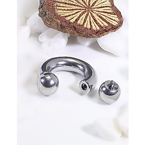 Yaalozei 0G Spetum Rings Ear Gauges Earrings Plug Tunnel Streching Piercing Kit Surgical Stainless Steel Horseshoe Barbell Prince Albert Nose PA Cartilage Earring Ring Piercing Jewelry Women Men 16mm