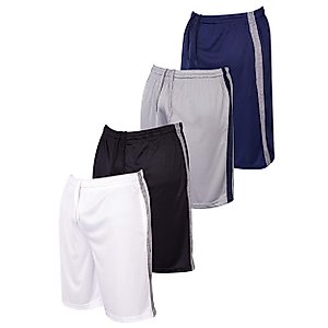 Reset Men's Athletic Workout Shorts with Pockets Dri-Fit Color Block Mesh Gym Shorts - 4 Pack (White/Gray/Black/Navy, Medium)
