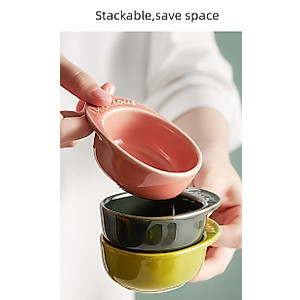 yaocoral 3 Pack 3 oz Mini Ceramic Dipping Sauce Bowls,Soy Sauce Dish,Small Dipping Bowls for Soy,Side Dish,ketchup,Sushi,BBQ,Condiment,Hats Shape,Stackable,Freezer Microwave Safe
